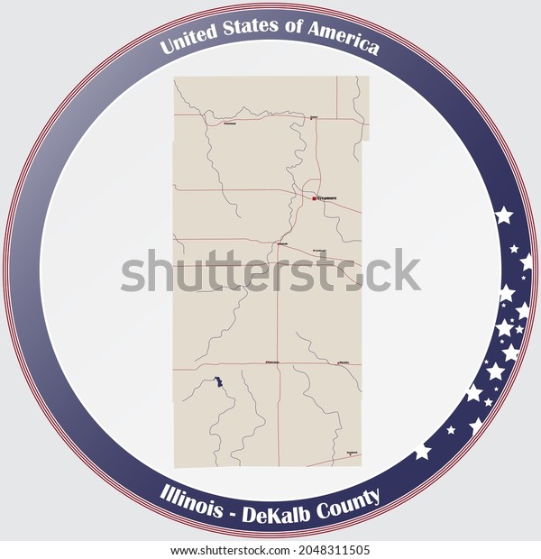 Large Detailed Map Dekalb County Illinois: เวกเตอร์สต็อก (ปลอดค่า ...