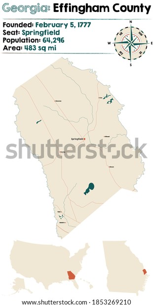 Large Detailed Map Effingham County Georgia Stock Vector (Royalty Free ...