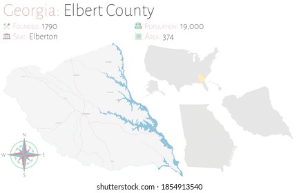 Large Detailed Map Elbert County Georgia Stock Vector (Royalty Free ...