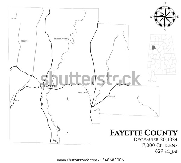 Large Detailed Map Fayette County Alabama Stock Vector (Royalty Free ...