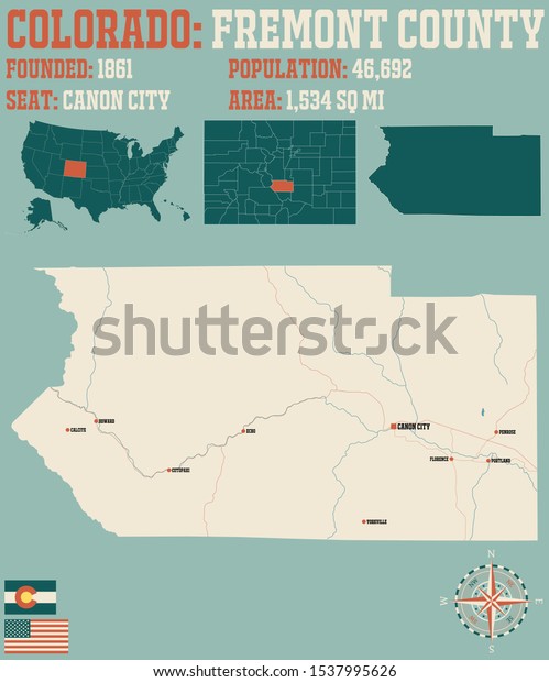 Large Detailed Map Fremont County Colorado Stock Vector (Royalty Free ...