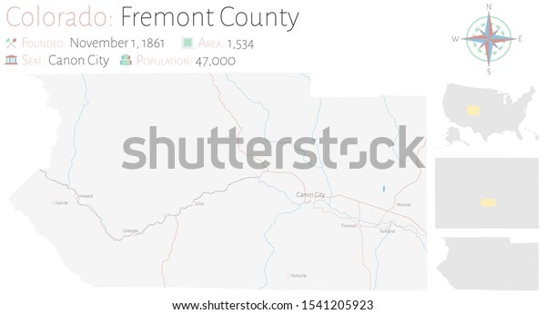 Large Detailed Map Fremont County Colorado Stock Vector (Royalty Free ...