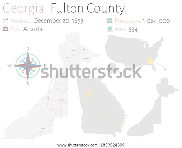Large Detailed Map Fulton County Georgia Stock Vector (Royalty Free ...