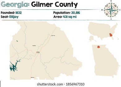 Large Detailed Map Gilmer County Georgia Stock Vector (Royalty Free ...