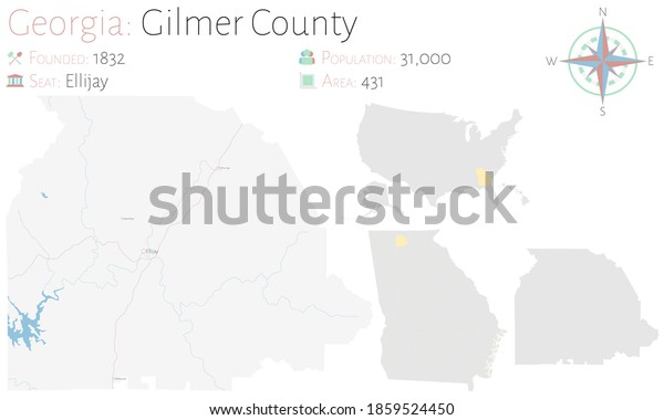 Large Detailed Map Gilmer County Georgia Stock Vector (Royalty Free ...