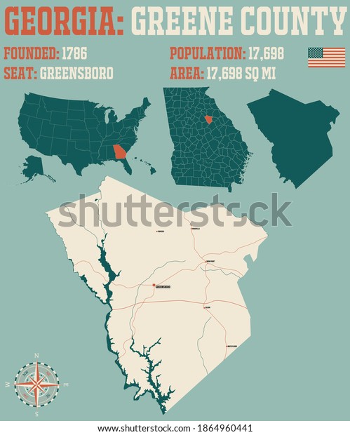 Large Detailed Map Greene County Georgia Stock Vector (Royalty Free ...