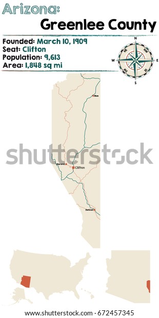 Large Detailed Map Greenlee County Arizona Stock Vector (Royalty Free ...