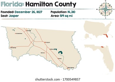 Large Detailed Map Hamilton County Florida Stock Vector (Royalty Free) 1700549857 | Shutterstock