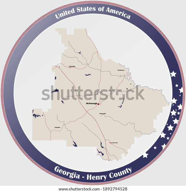 Large Detailed Map Henry County Georgia: เวกเตอร์สต็อก (ปลอดค่า ...