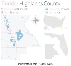 Large Detailed Map Highlands County Florida Stock Vector (Royalty Free ...