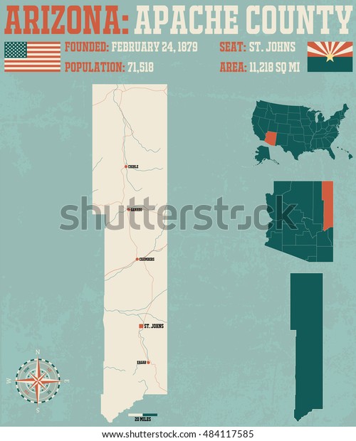 Large Detailed Map Infographic Apache County: vetor stock (livre de ...