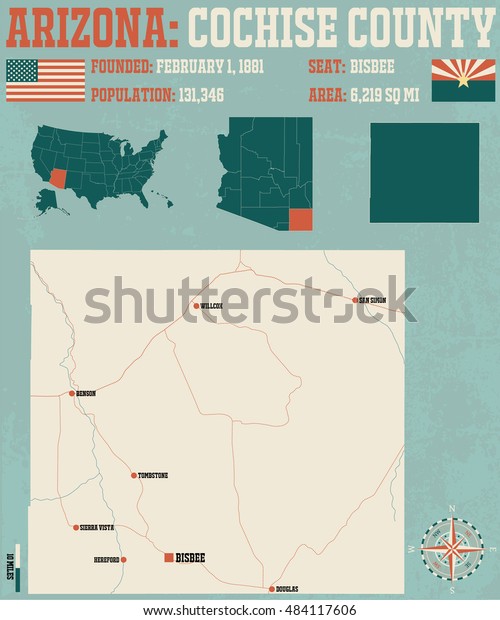 Large Detailed Map Infographic Cochise County: เวกเตอร์สต็อก (ปลอดค่า ...