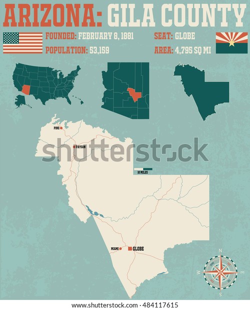 Large Detailed Map Infographic Gila County 스톡 벡터(로열티 프리) 484117615 ...