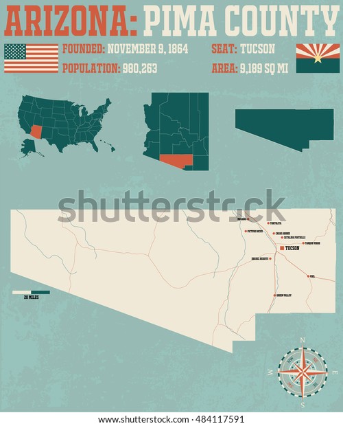 Large Detailed Map Infographic Pima County Stock Vector (Royalty Free ...