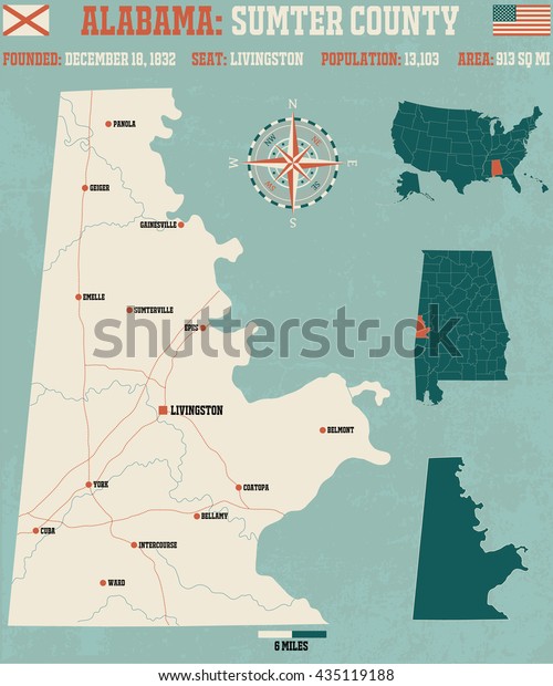 Large Detailed Map Infos About Sumter 库存矢量图（免版税）435119188 | Shutterstock