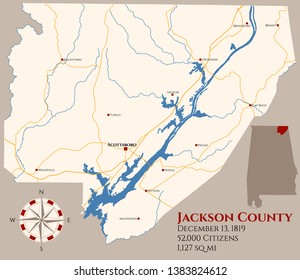Large Detailed Map Jackson County Alabama Stock Vector (Royalty Free ...