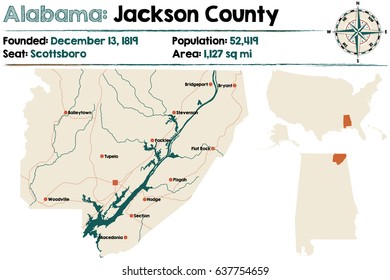Large Detailed Map Jackson County Alabama Stock Vector (Royalty Free ...