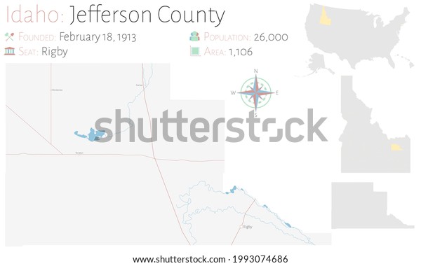 Large Detailed Map Jefferson County Idaho Stock Vector (Royalty Free ...