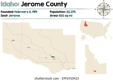 Large Detailed Map Jerome County Idaho Stock Vector (Royalty Free ...