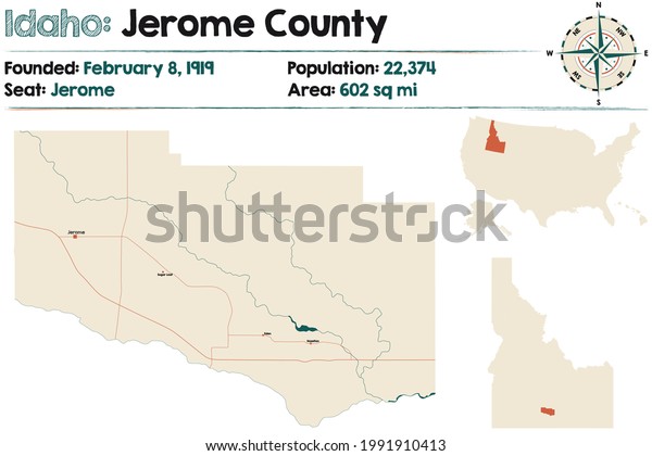 Large Detailed Map Jerome County Idaho Stock Vector (Royalty Free ...