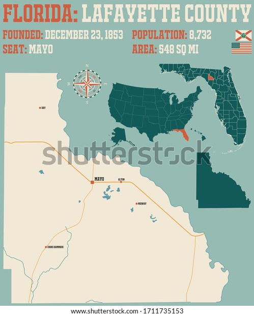 Large Detailed Map Lafayette County Florida Stock Vector (Royalty Free ...