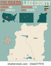 Large Detailed Map Lake County Colorado Stock Vector (Royalty Free ...