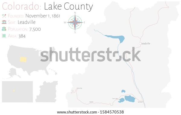 Large Detailed Map Lake County Colorado 스톡 벡터(로열티 프리) 1584570538 ...