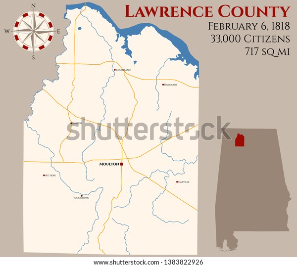 Large Detailed Map Lawrence County Alabama Stock Vector (Royalty Free ...
