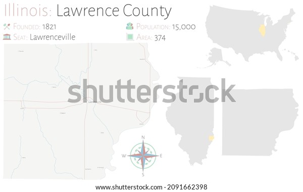 Large Detailed Map Lawrence County Illinois Stock Vector (Royalty Free ...