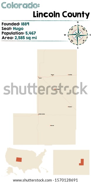 Large Detailed Map Lincoln County Colorado Stock Vector (Royalty Free ...