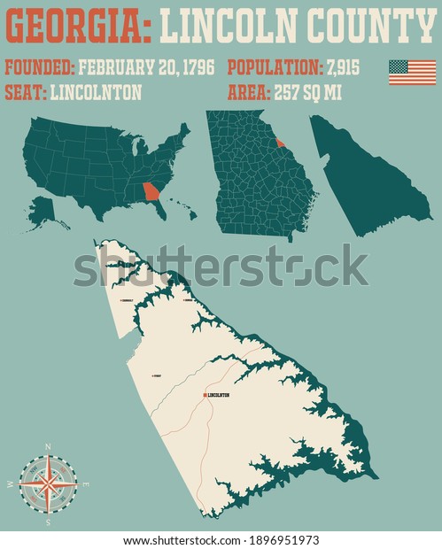 Large Detailed Map Lincoln County Georgia Stock Vector (Royalty Free ...