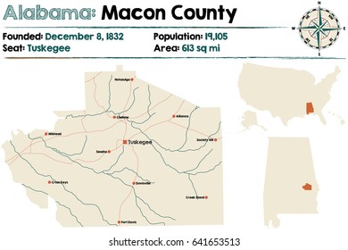 Large Detailed Map Macon County Alabama Stock Vector (Royalty Free ...