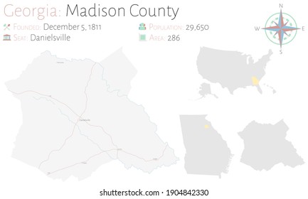 Large Detailed Map Madison County Georgia Stock Vector (Royalty Free ...