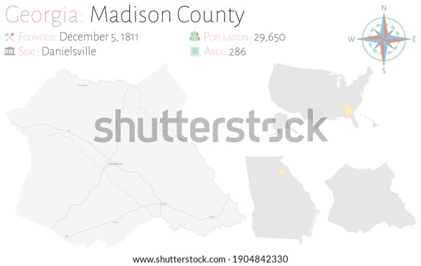 Large Detailed Map Madison County Georgia Stock Vector (Royalty Free ...