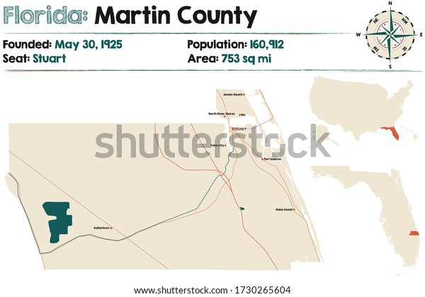 Large Detailed Map Martin County Florida Stock Vector (Royalty Free ...
