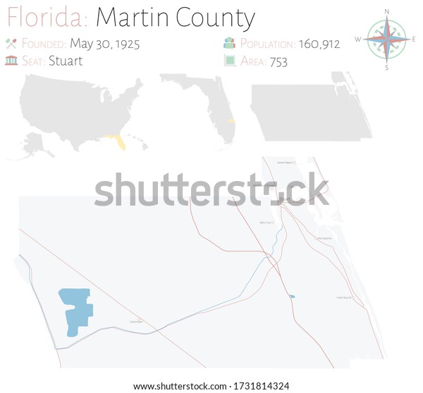 Large Detailed Map Martin County Florida Stock Vector (Royalty Free ...