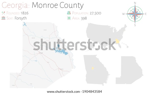 Large Detailed Map Monroe County Georgia Stock Vector (Royalty Free ...