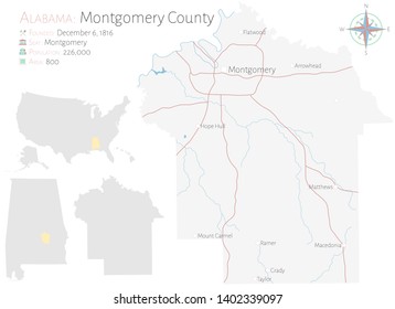 Large Detailed Map Montgomery County Alabama: vector de stock (libre de ...