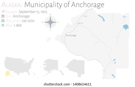 Large Detailed Map Municipality Anchorage Alaska Stock Vector (Royalty ...