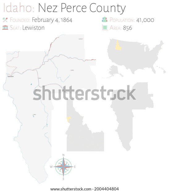 Large Detailed Map Nez Perce County Stock Vector (Royalty Free ...