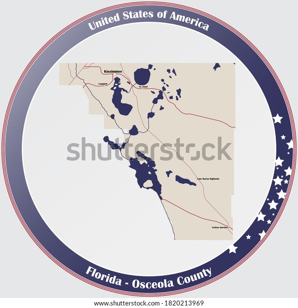 Large Detailed Map Osceola County Florida Stock Vector (Royalty Free ...