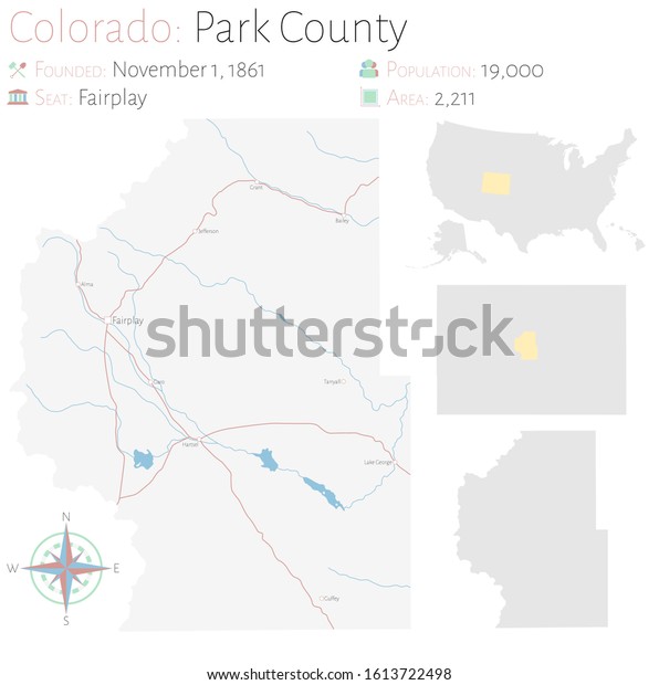Large Detailed Map Park County Colorado: เวกเตอร์สต็อก (ปลอดค่า ...