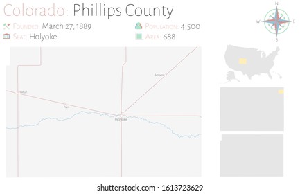 Large Detailed Map Phillips County Colorado Stock Vector (Royalty Free ...