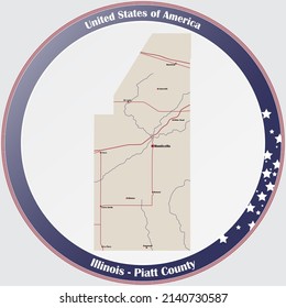 Large Detailed Map Piatt County Illinois: เวกเตอร์สต็อก (ปลอดค่า ...