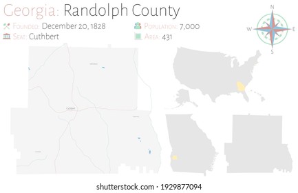 Large Detailed Map Randolph County Georgia Stock Vector (Royalty Free ...