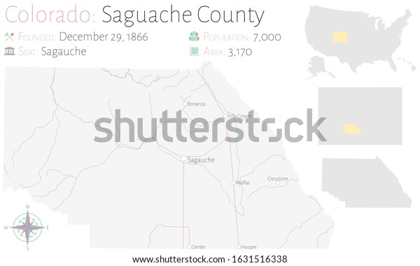 Large Detailed Map Saguache County Colorado Stock Vector (Royalty Free ...