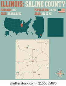 Large Detailed Map Saline County Illinois Stock Vector (Royalty Free ...