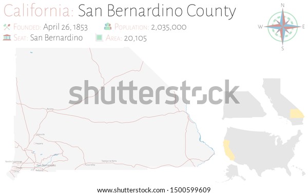 Large Detailed Map San Bernardino County Stock Vector (Royalty Free ...