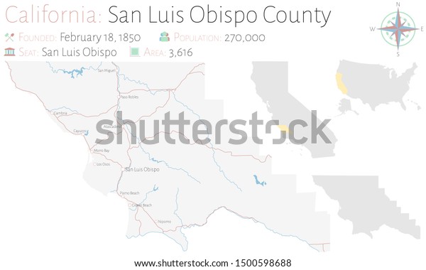 Large Detailed Map San Luis Obispo Stock Vector (Royalty Free ...
