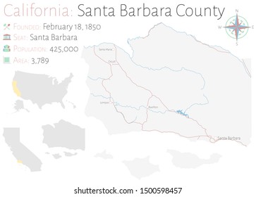 Large Detailed Map Santa Barbara County Stock Vector (Royalty Free ...
